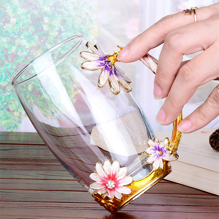 Fashion glass flower tea cup yv43283