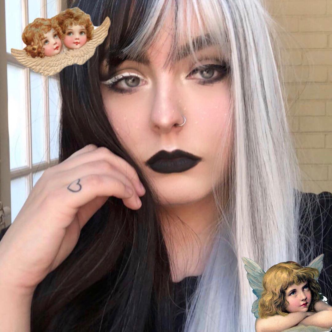 Punk half black half white long wig YV40711 – Youvimi