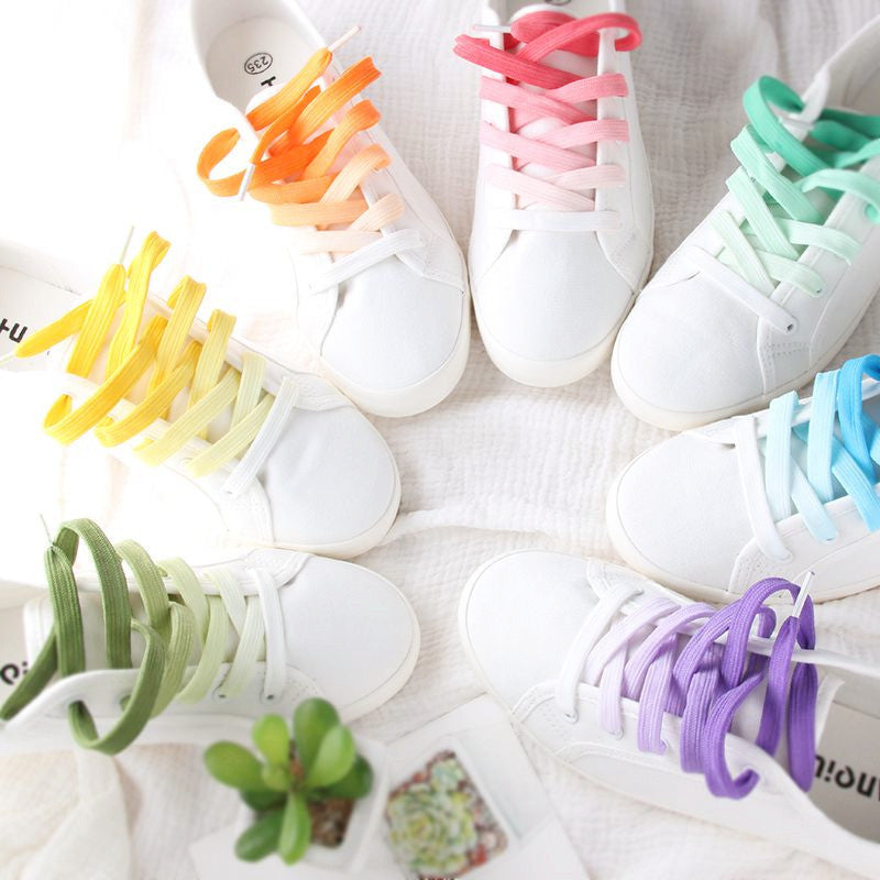 Gradient Shoelace Flats Korean White Canvas Shoes YV477 – Youvimi