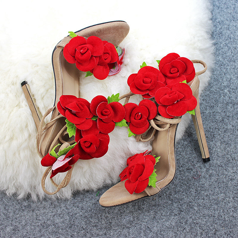 Rose flower high heel shoes yv30145 – Youvimi