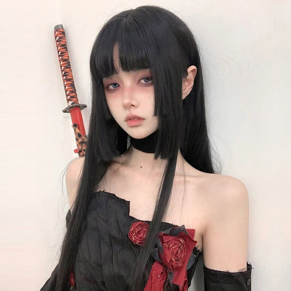 lolita long straight black wig yv31371 – Youvimi