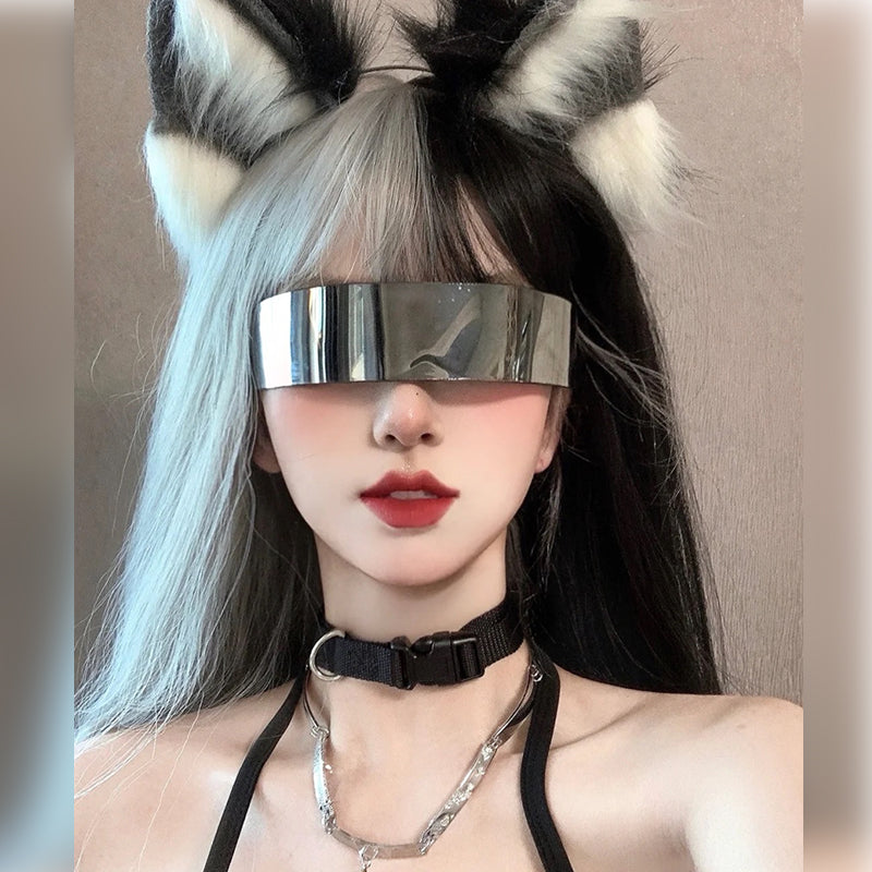 Punk black and white long straight wig yv30909 – Youvimi
