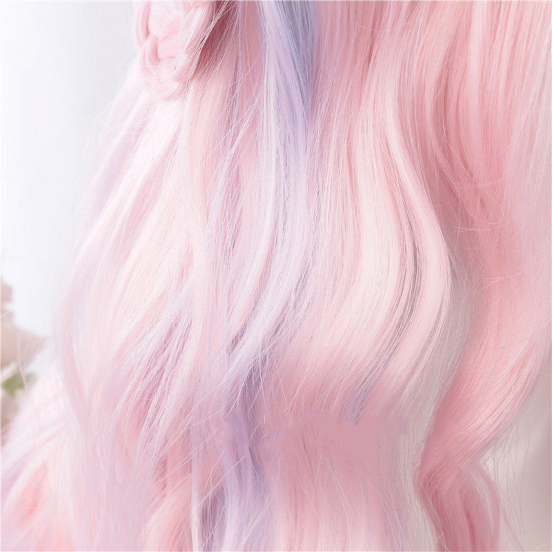 Lolita pink mixed blue long curly wig YV43570 – Youvimi