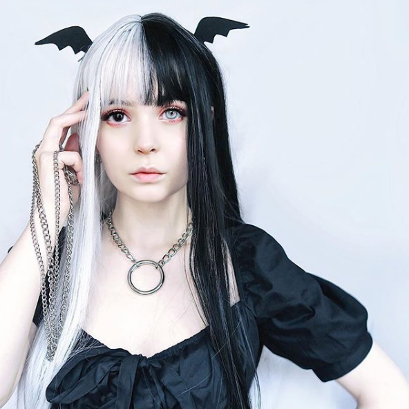 Punk half black half white long wig YV40711 – Youvimi