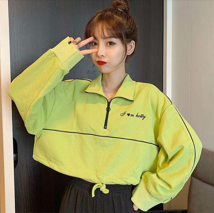 Green short navel sweater yv42760 – Youvimi