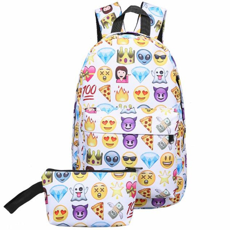 Emoji Prints Backpack With Purse YV2252 – Youvimi