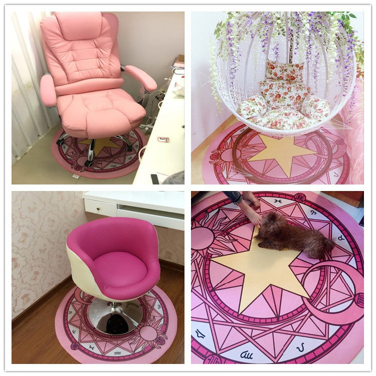 Cute Cartoon Circle Carpet Swivel Chair Mat YV166
